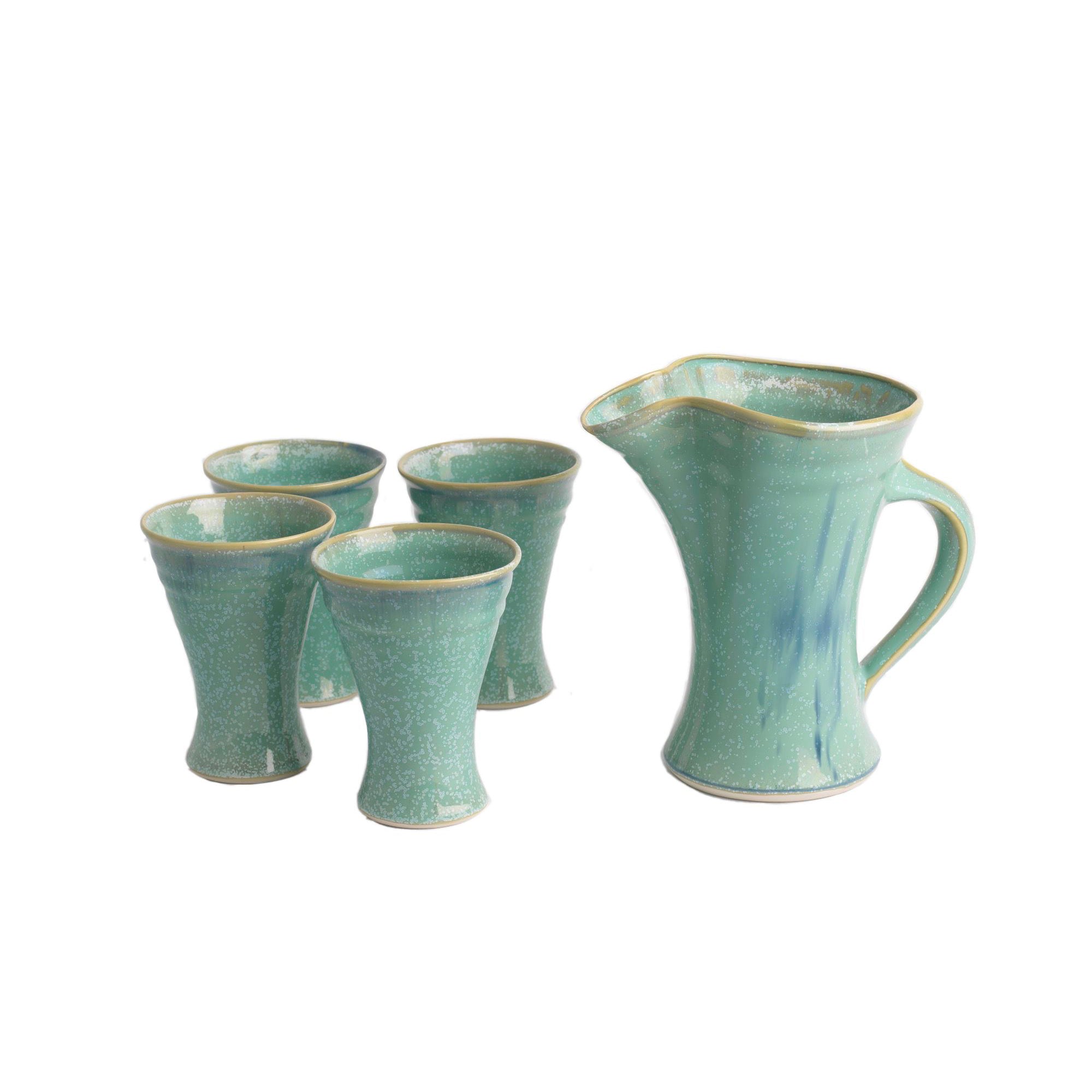 Large Jug and Set of Beakers (134F102F), Louis Mulcahy Pottery